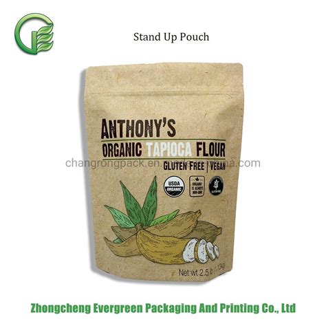 Moisture Proof Flour Packaging Stand Up Bags Ziplock Foil Paper Look