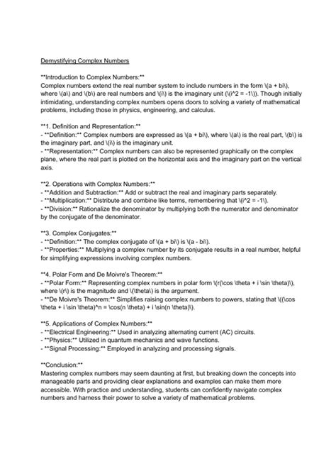 demystifying complex numbers mathematics stuvia us