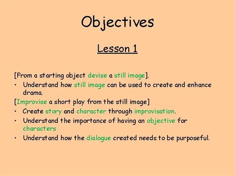 skills objectives lesson 1 from a starting object