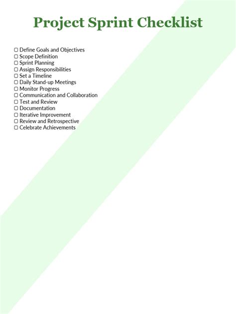 Project Sprint Checklist Pdf