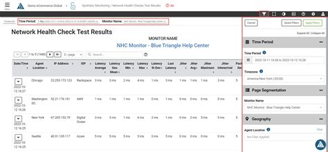 The Network Health Checks Test Results Page Aternity Uji