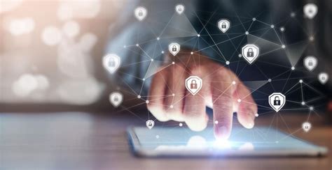 Premium Photo Tablet Data Protection And Person In Hologram For Cyber Security Software