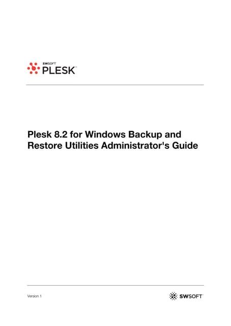 Plesk 82 For Windows Backup And Restore Utilities Pdf