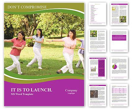 Asian Women Engaged In Group Exercise Activities At The Park Word Template Design ID
