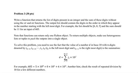Solved Write A Function That Returns The List Of Digits Chegg