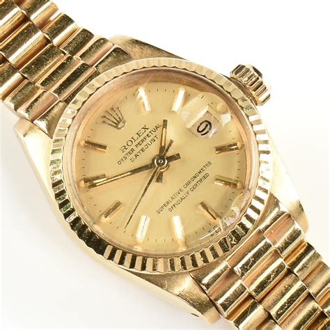 Lot A Yellow Gold Ladys Presidential Rolex Wristwatch