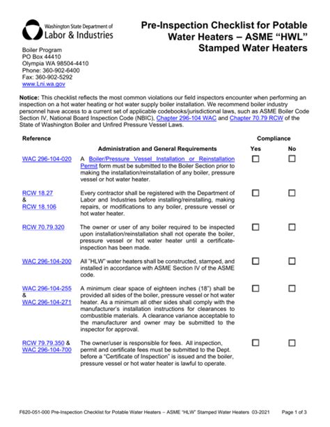Form F620 051 000 Download Fillable Pdf Or Fill Online Pre Inspection