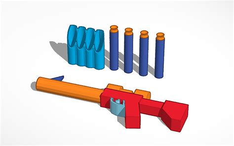 3d Design Nerf Gun With Bullets And Bullet Holder Tinkercad