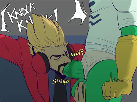 Rule 34 Balls Bara Big Balls Big Penis Blowjob Chastisedhorns Clothing Draven English Text