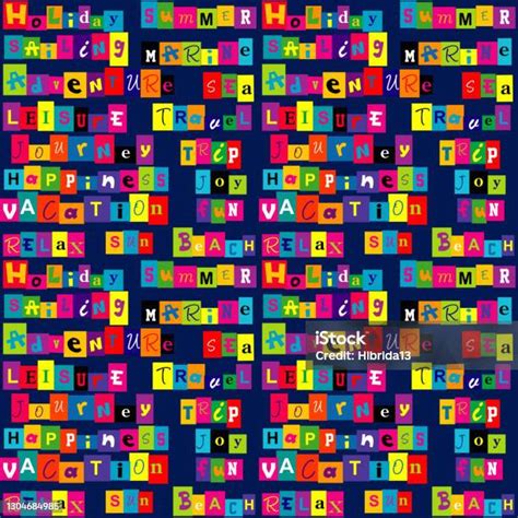 여름과 휴일과 관련된 다채로운 단어와 여행 타이포그래피 배경 계절에 대한 스톡 벡터 아트 및 기타 이미지 계절 관광 다중