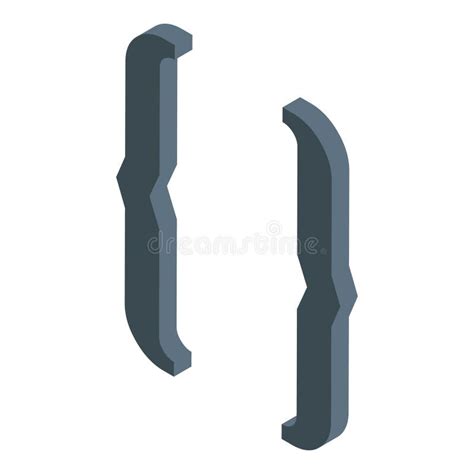 Isometric Curly Brackets Programming Code Symbol Stock Vector