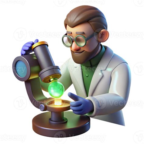 Impressive Traditional 3d Cartoon Scientist Microscope Illustration 4k