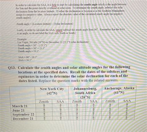 Solved Zenith Angle Location Latitude − Solar