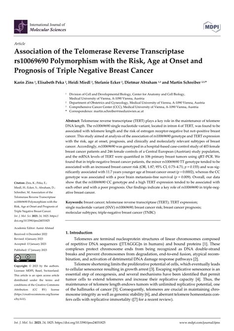 Pdf Association Of The Telomerase Reverse Transcriptase Rs10069690 Polymorphism With The Risk