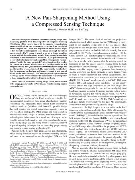 pdf a new pan sharpening method using a compressed sensing technique