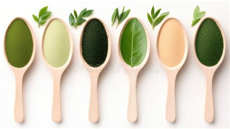 Assorted Herbal Teas With Green And Black Tea Leaves For Natural Wellness And Relaxation Stock