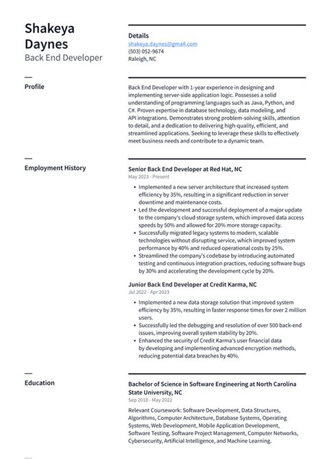 Linkedin Back End Developer Resume Examples Resumecat