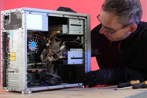 Disassembly Of An Old Desktop Computer On A Table Stock Image Image Of Disassembly Interior