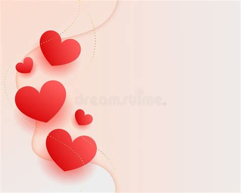 Red Floating Hearts Valentines Day Greeting Design Stock Vector