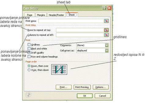 Abc Microsoft Excel 2010 Opening SHEET TAB From PAGE SETUP Group