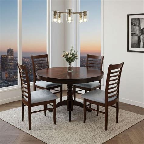 4 Seater Round Wooden Dining Table Set At Rs 38000 In Gorakhpur Id