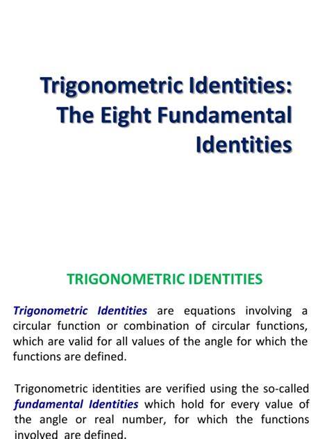Lesson 2 1 Fundamental Identities Pdf Pdf Trigonometric Functions