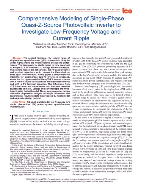Pdf Comprehensive Modeling Of Single Phase Quasi Z Source