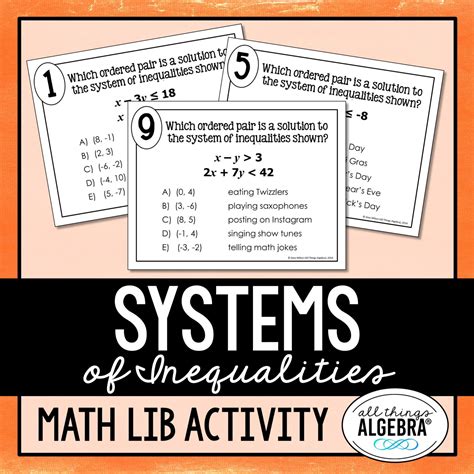 Systems Of Inequalities Math Lib Activity All Things Algebra®