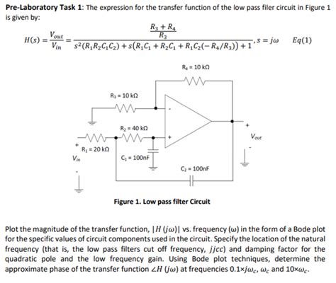 solved pre laboratory task 1 the expression for the