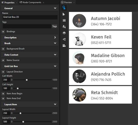 使用网格列表框 Grid List Box 节点
