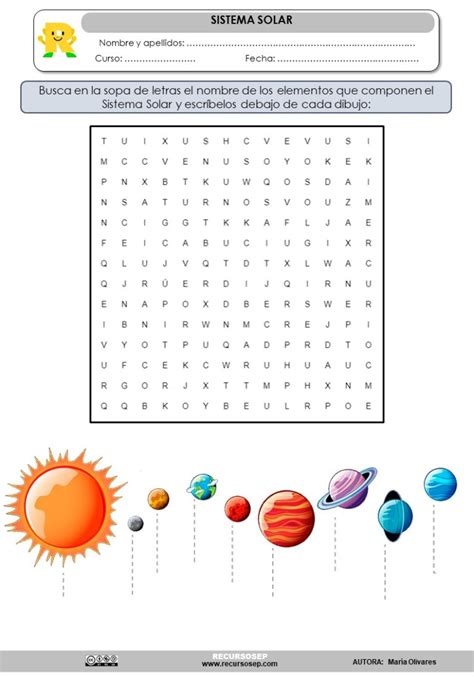 Sopa De Letras Sistema Solar