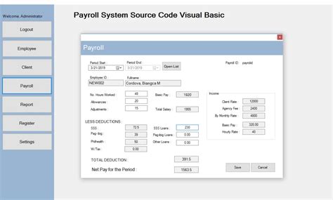 payroll system in vb projects with source code