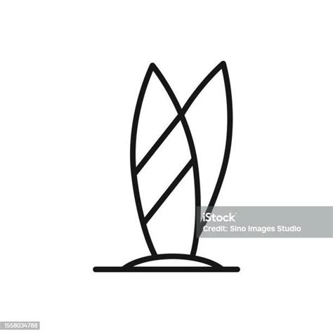 서핑보드 해변 개념의 편집 가능한 아이콘 흰색 배경에 분리된 벡터 그림 프레젠테이션 웹 사이트 또는 모바일 앱에 사용 그래픽 사용자 인터페이스에 대한 스톡 벡터 아트 및