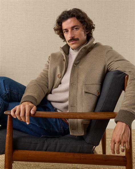Mens Beige 100 Cashmere Bomber Jacket Made In Italy Velasca