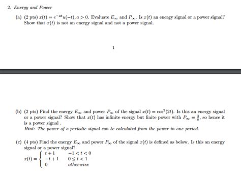 Solved 2 Energy And Power A 2 Pts T Eu T A 0