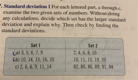 solved standard deviation i for each lettered part a