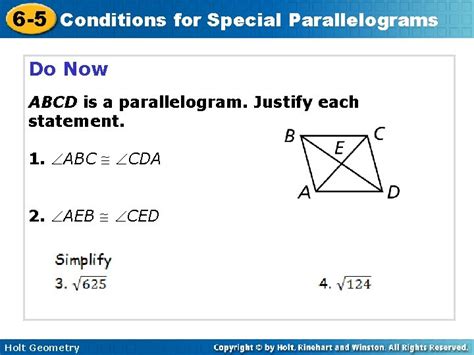 For Special Parallelograms 6 5 Conditions For Special