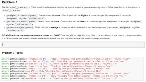 Solved Problem 7 The File Schoolstatscsv Is Csv Formatted