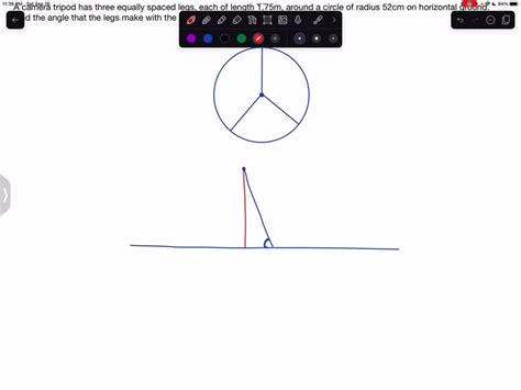 A Camera Tripod Has Three Equally Spaced Legs Each Of Length 175m
