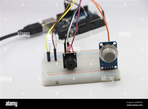 Gas Leakage Detection System Prototype Using Mq2 Gas Sensor Buzzer Breadboard And Some