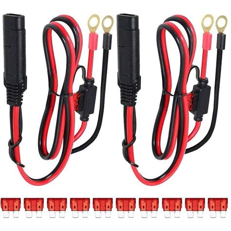 2pcs Sae Connector To O Ring Terminal Harness Wire 2 Pin Lug Quick