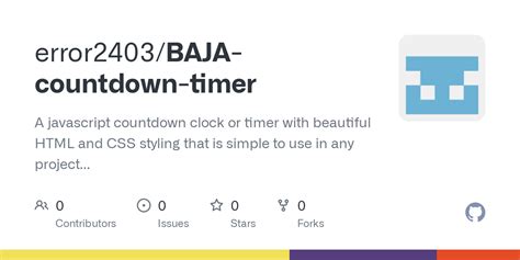 Github Error2403baja Countdown Timer A Javascript Countdown Clock