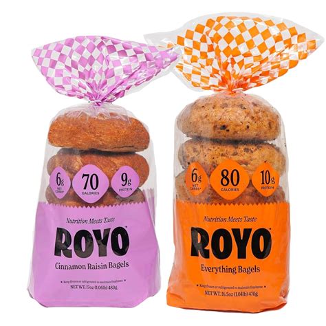 Royo Cinnamon And Everything Bagels 2 Pack Low Carb 70 80