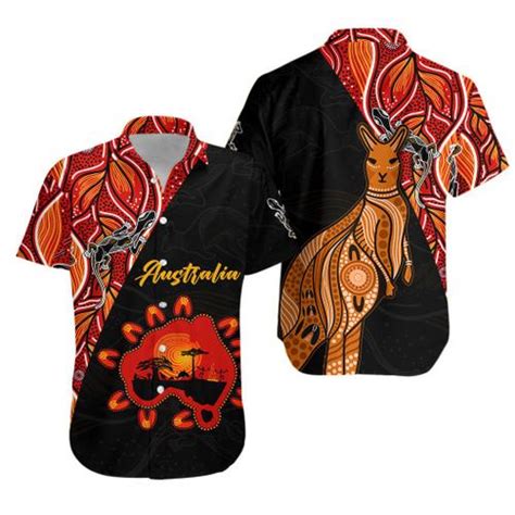 Australia Map Hawaiian Shirt Aussie Kangaroo Aboriginal Beyourprints