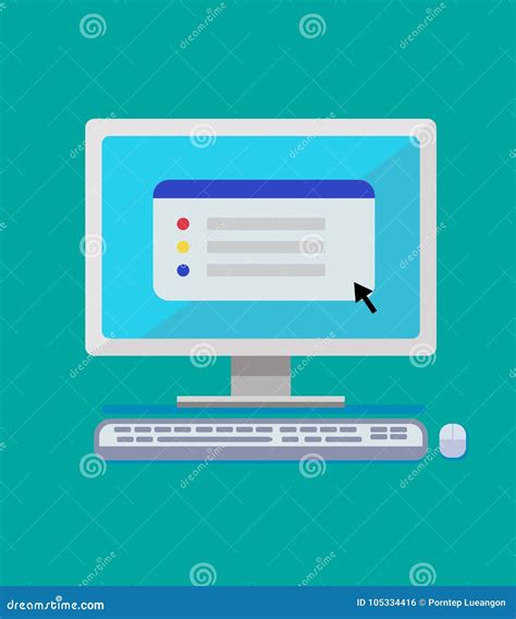 flat computer design with keyboard mouse and simple website stock