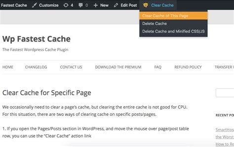 Clear Cache For Specific Page