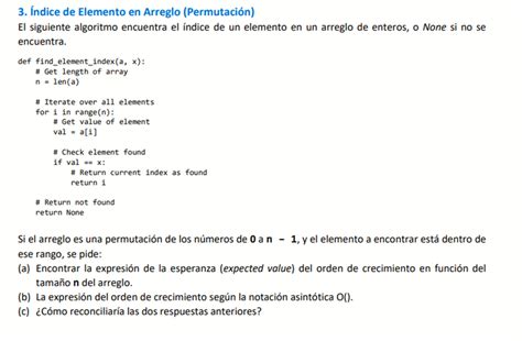 Índice de Elemento en Arreglo Permutación El Chegg com