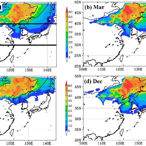Spatial Distributions Of A Annual Mean Contributions Of Source Region Download Scientific
