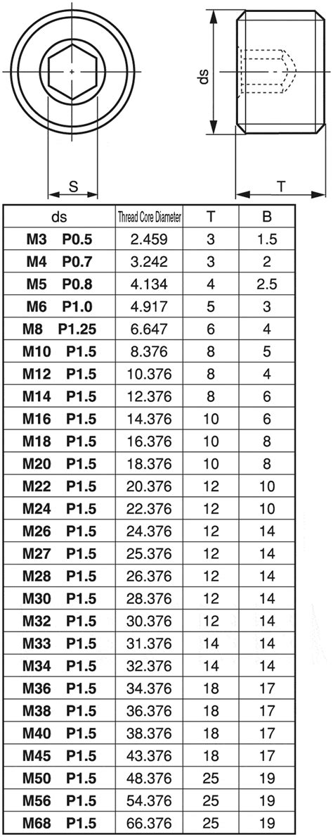 Set Screw Steel Black Oxide Coating M10 M33 Hex Socket Sunco Misumi Mexico