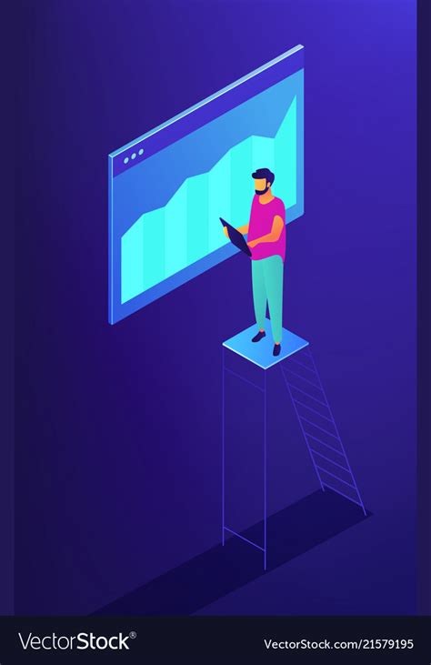 Isometric Seo And Data Monitoring Royalty Free Vector Image